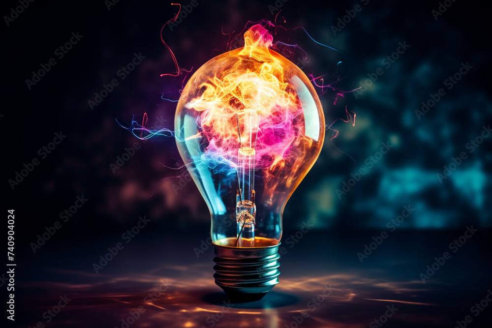 Explosion of a traditional electric bulb. shot taken in high speed, at ...
