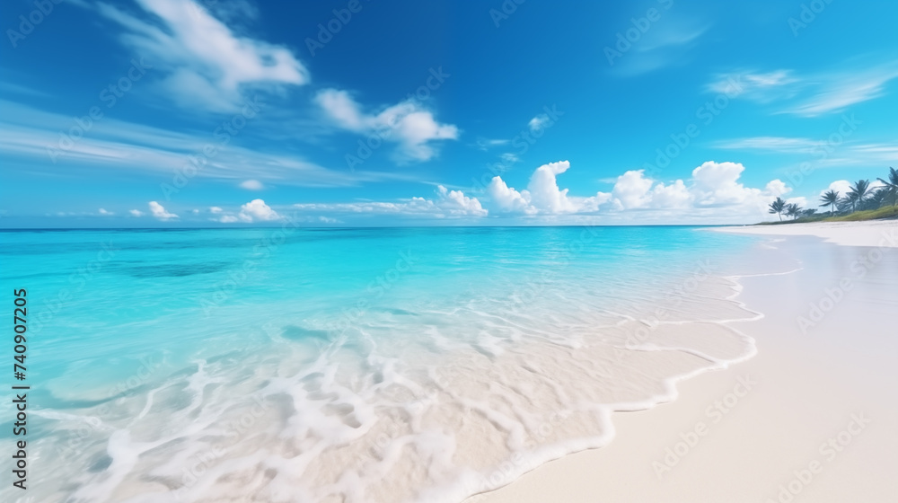 Summer tropical beach background. Turquoise clear sea water beach with ...