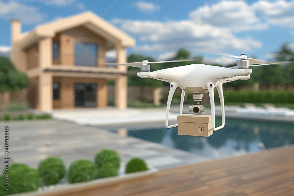 Smart package Drone Delivery blood delivery drone. Box shipping ...