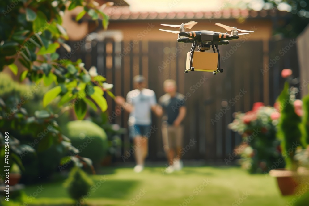 Smart package Drone Delivery blockchain. Parcel neural network architectures box autonomous ...