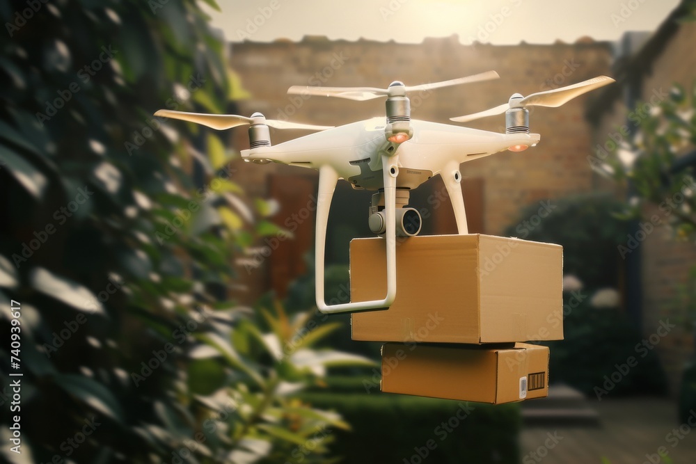Smart package Drone Delivery mining site inspection drone. Parcel drone delivery safety box ...