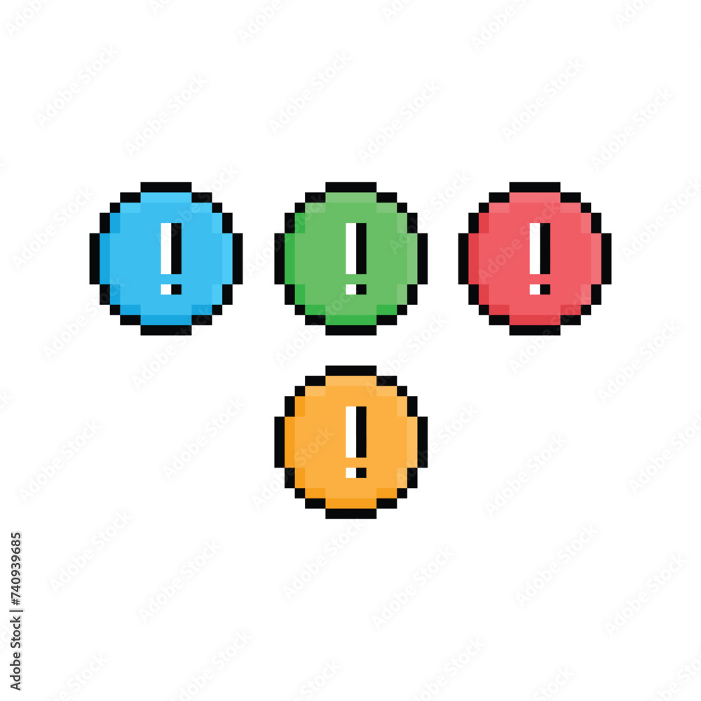 Pixel warning sign 8 bit, pixel art attention sign exclamation point ...