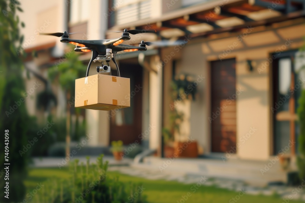 Smart package Drone Delivery food drone delivery. Box shipping smart home gadgets parcel ...
