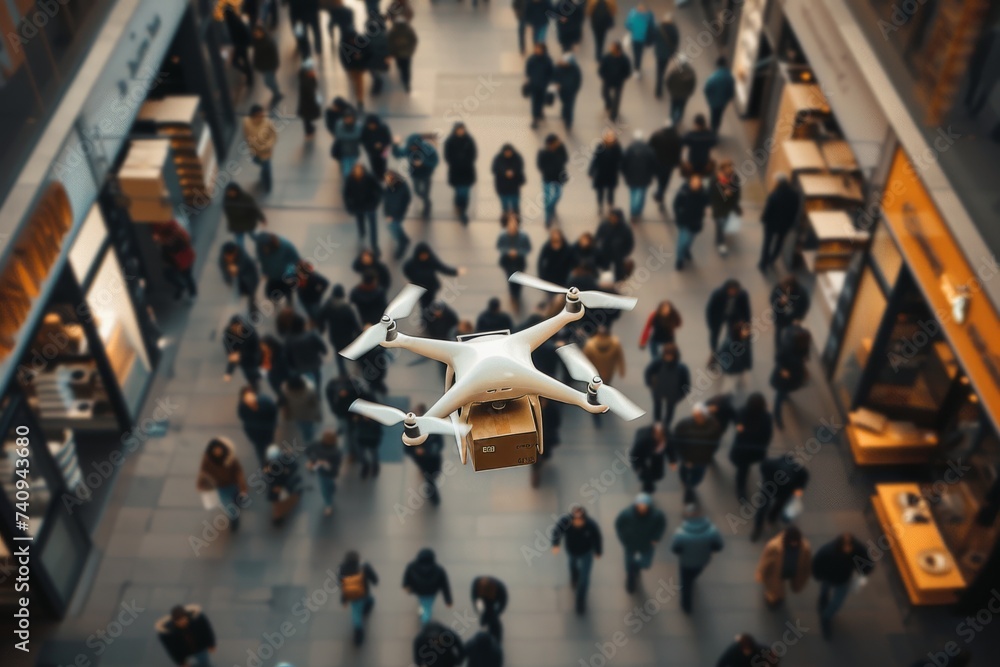 Smart package Drone Delivery drone delivery efficiency. Box shipping ...
