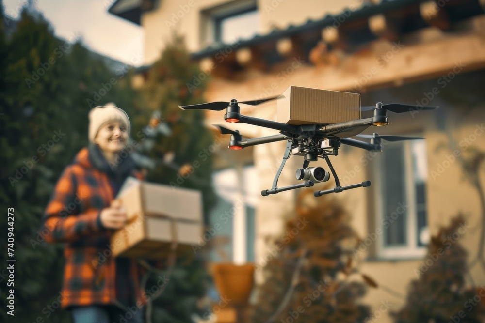 Smart package Drone Delivery garden automation tutorials. Box shipping drone collision avoidance ...