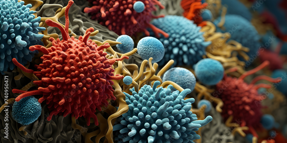Exceptional macro image of virus infected cells under potent microscopy ...