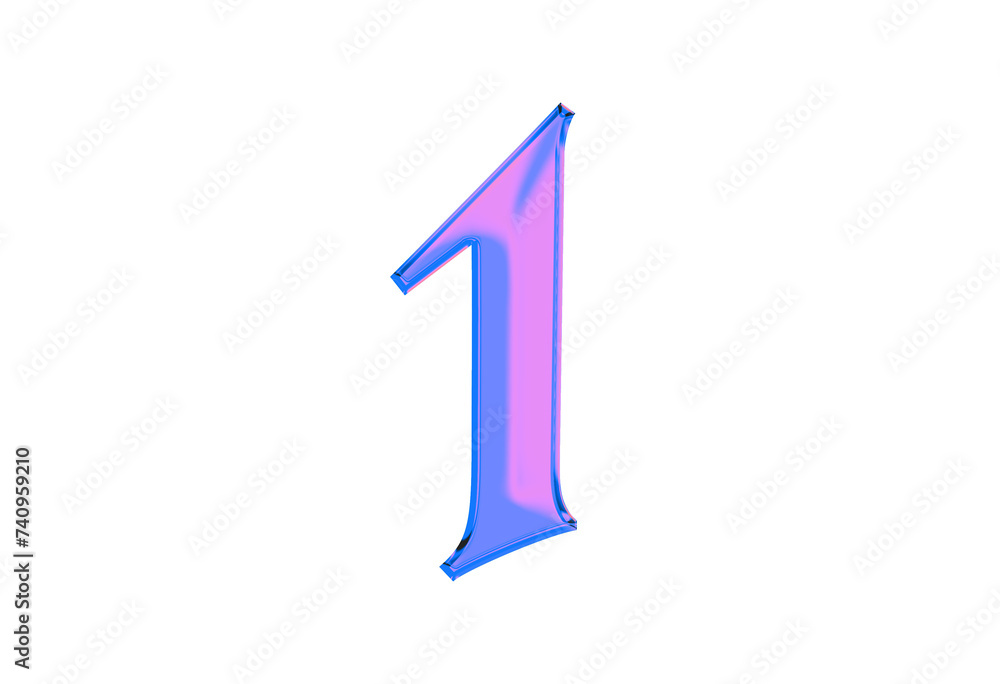 Number 1 isolated on a transparent background, hologram effect in blue ...