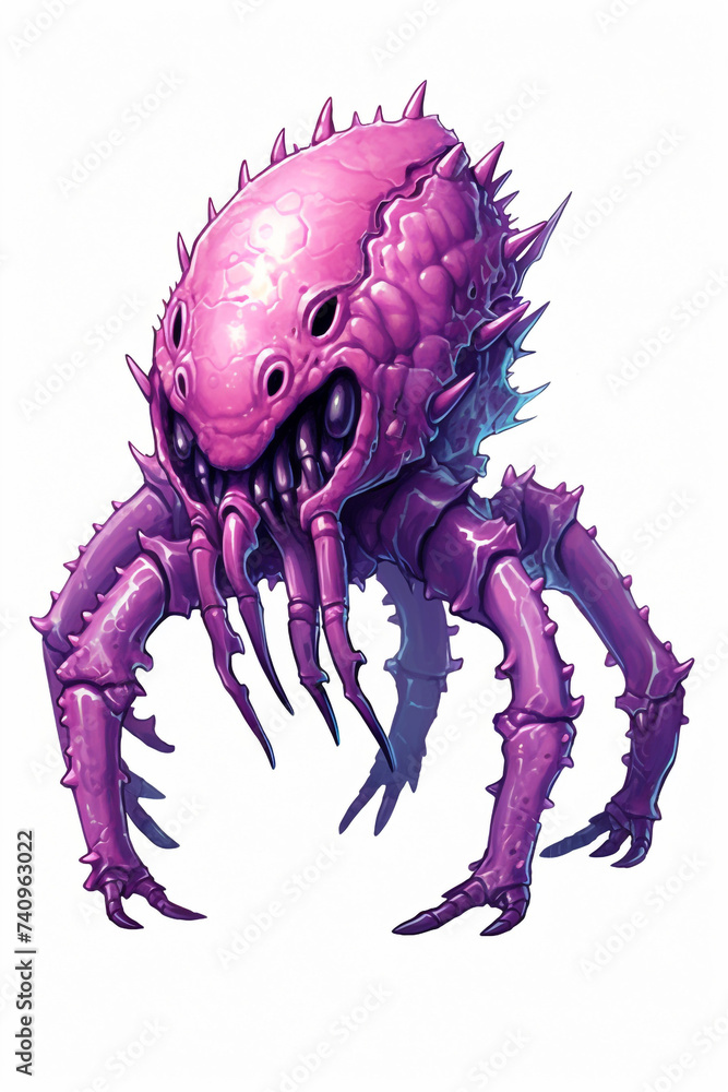 sprite of a weird purple lobster-clawed monster that shoots fireballs ...
