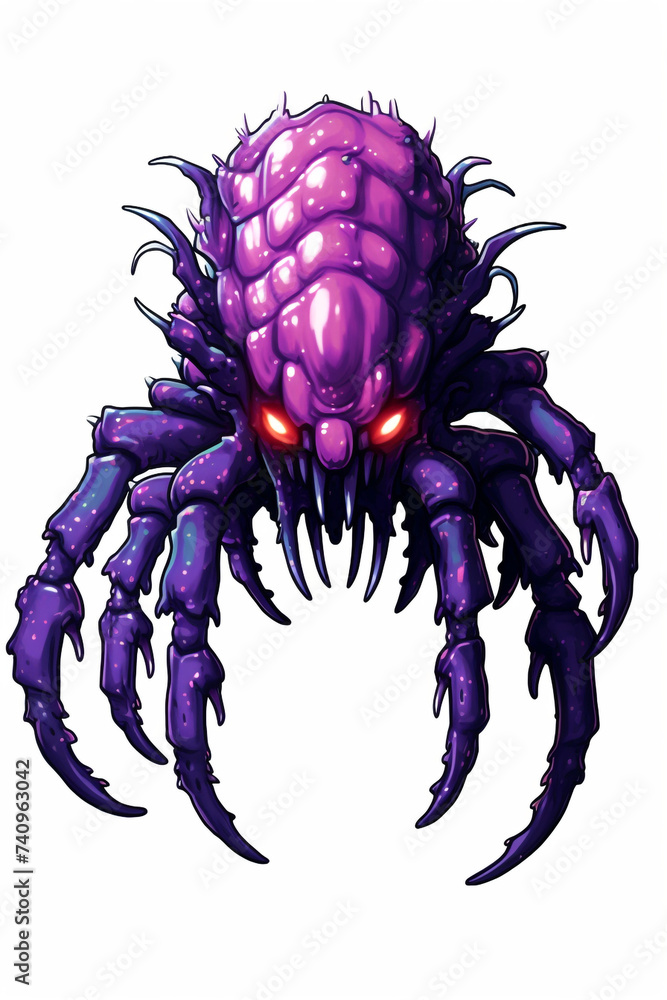 sprite of a weird purple lobster-clawed monster that shoots fireballs ...