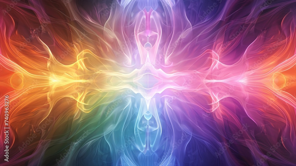 Radiant spectrum hues are used on a bright, simple abstract background ...