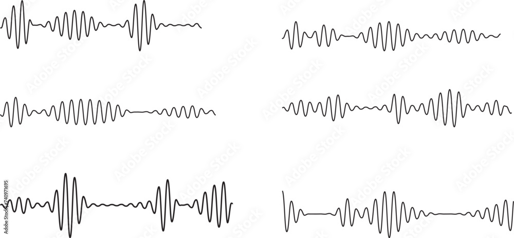 Sound Waves Collection High Frequency Radio Wave Music Equalizer Interference Voice Recording