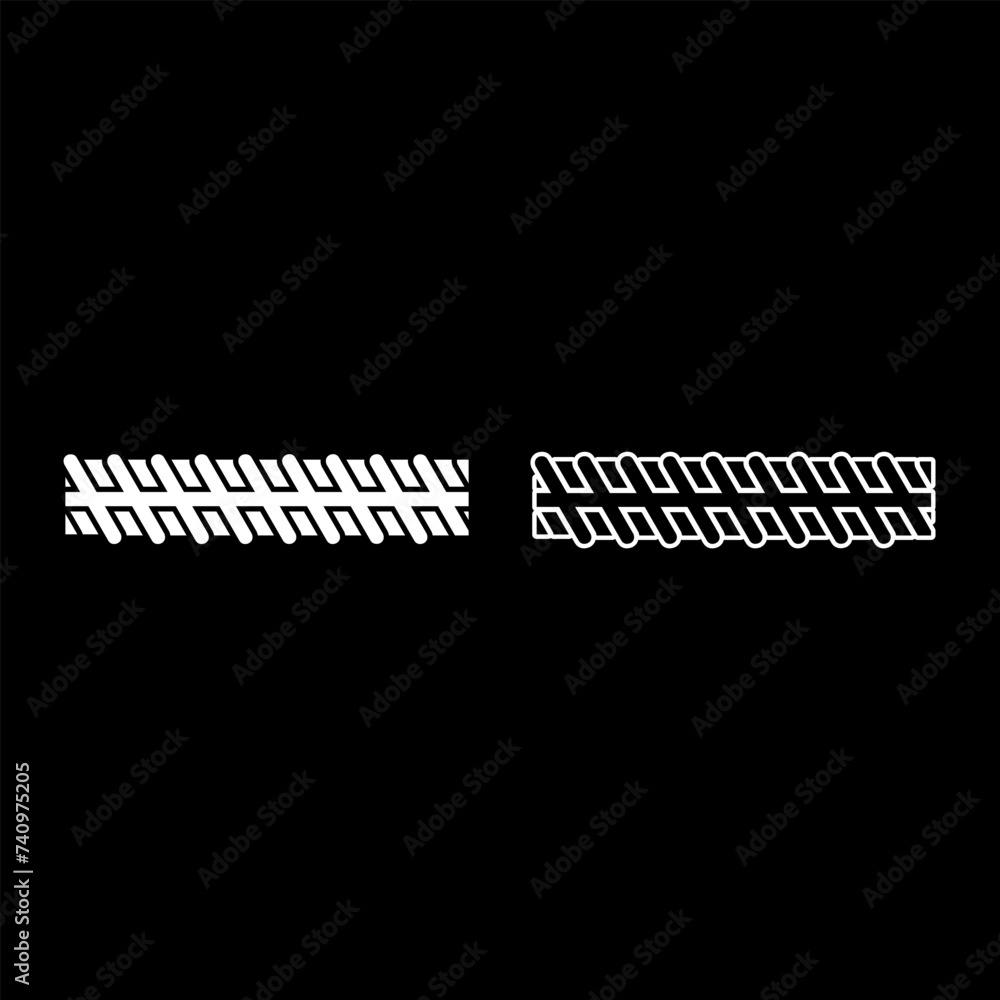 Rebar reinforcement set icon white color vector illustration image ...