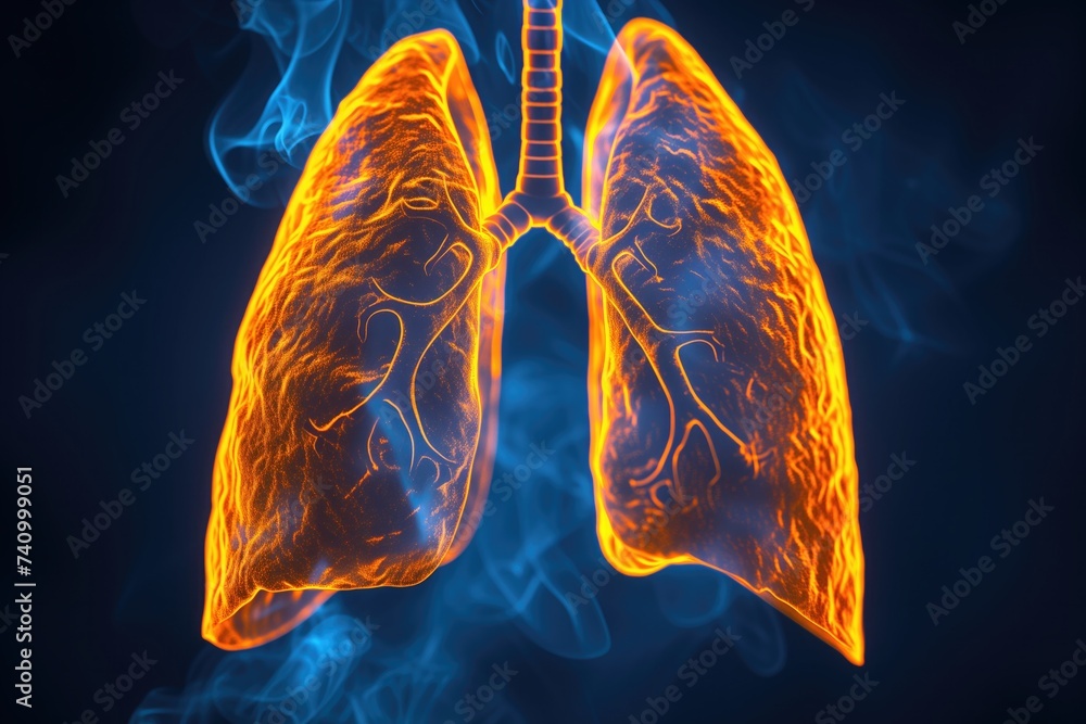 Educational photo Lungs. A poster-style photo featuring key facts and ...