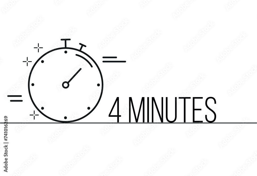 Vetor de 4 minutes timer icon. Stopwatch time sign. Clock symbol vector ...