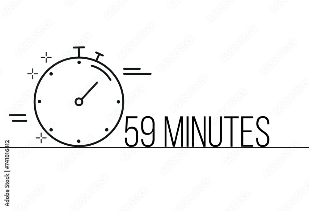 59 minutes timer icon. Stopwatch time sign. Clock symbol vector for ...