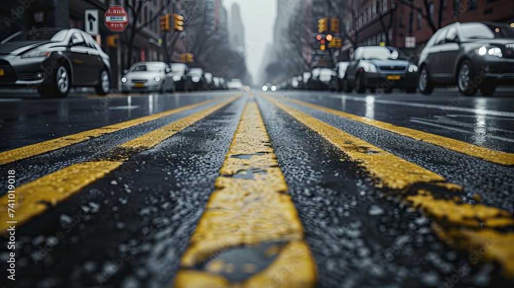 asphalt asphalt on the city, in the style of perspective rendering ...