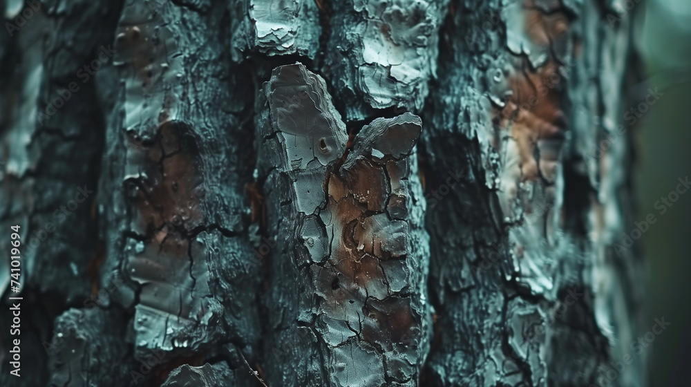 Dark bark texture of a tree with deep cracks and rich details creating ...
