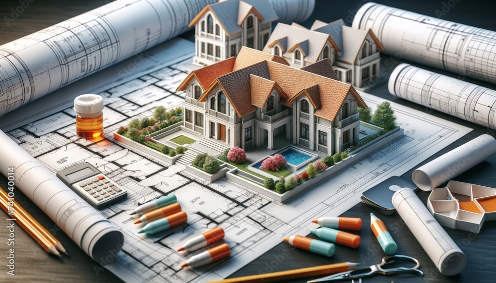 Architectural Blueprint of Houses for Building Construction Plan or ...