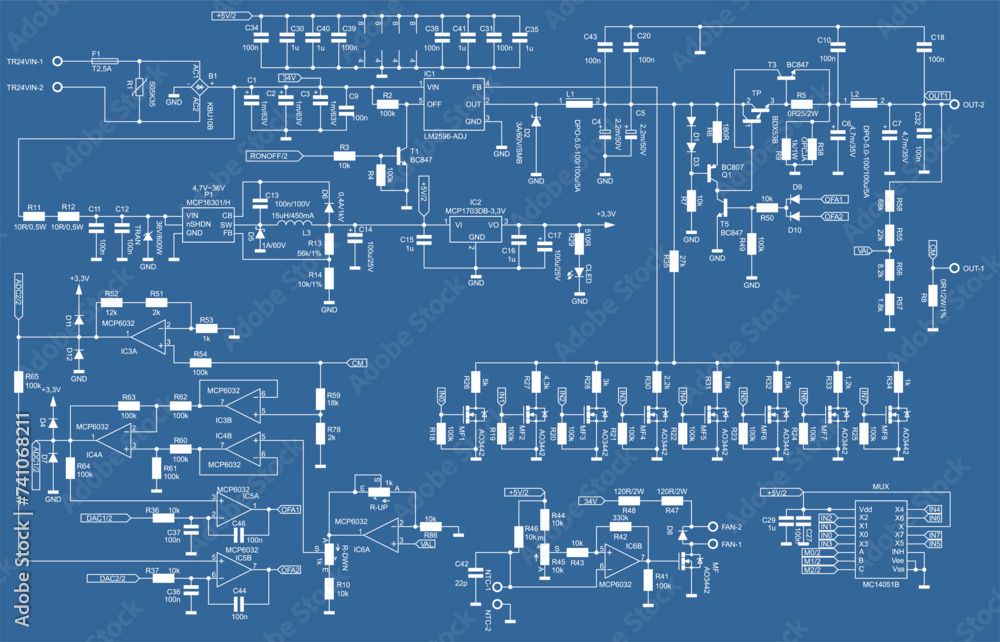 Schematic diagram of electronic device. Vector drawing electrical ...