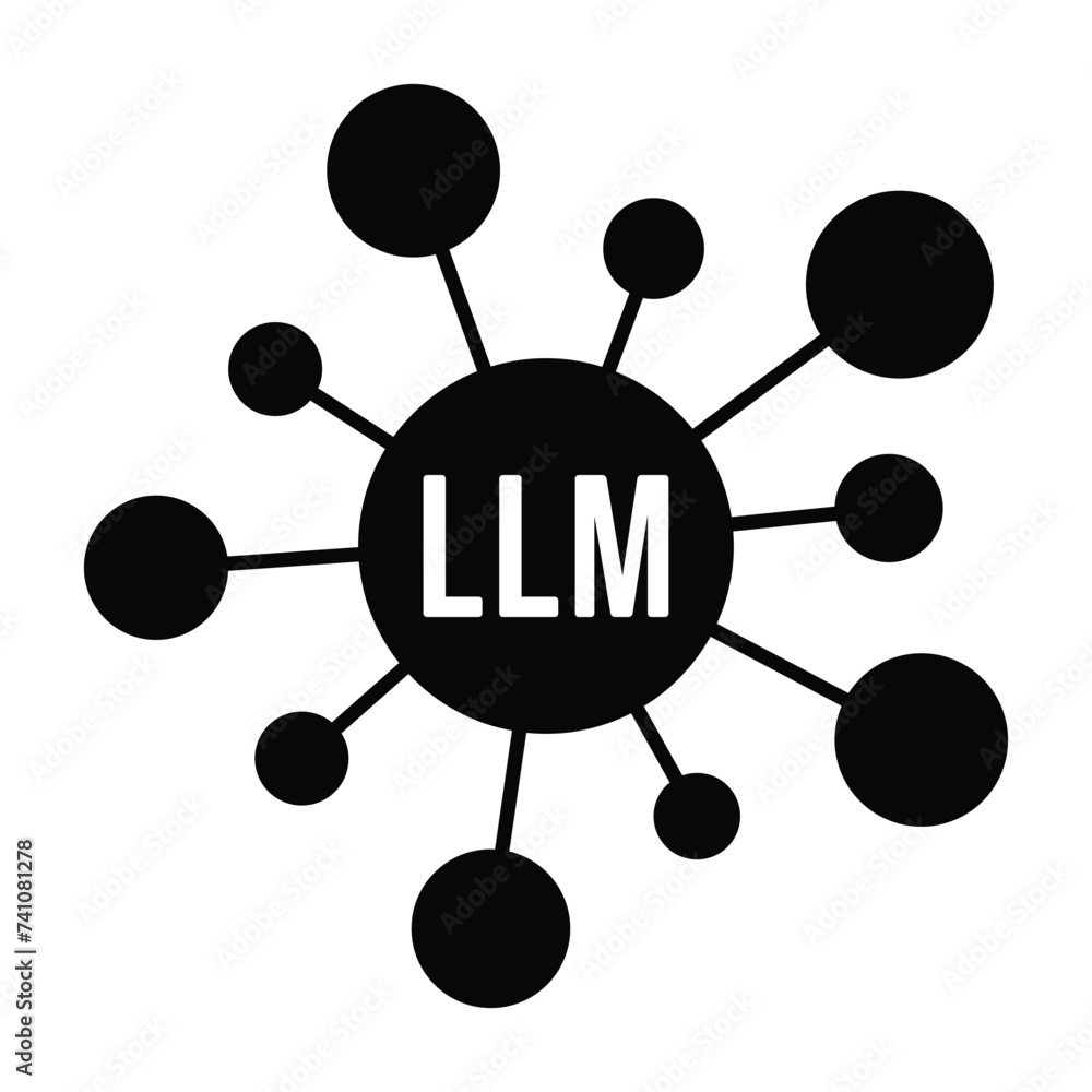 LLM or large language model with neural networks flat vector icon for ...