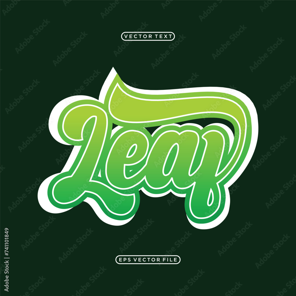 letter leaf with modern style text. leaf writing in vintage cursive ...