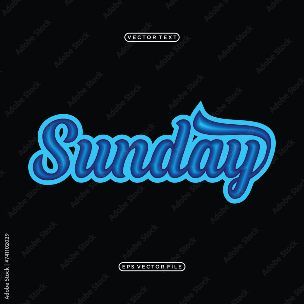 letter sunday with modern style text. sunday writing in vintage cursive ...