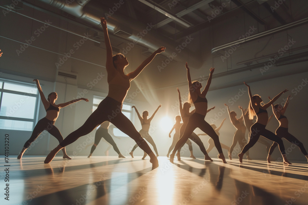Contemporary Dance in a Studio, modern dance by a group of elegant ...