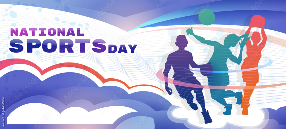 Vector illustration of a sports background for National Sports Day ...