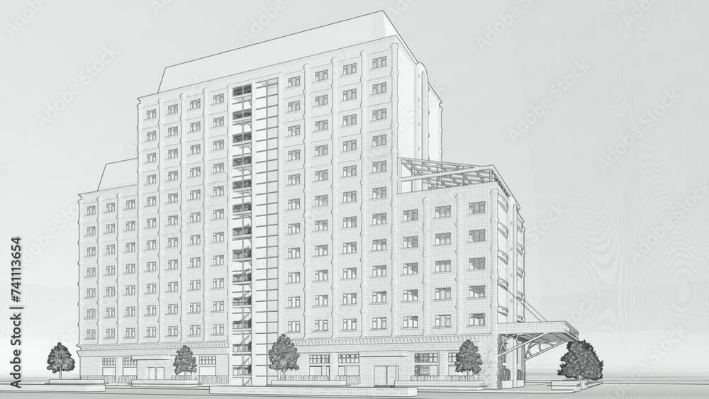 Digital Twin (BIM) of a multi-family residential building, schematic ...