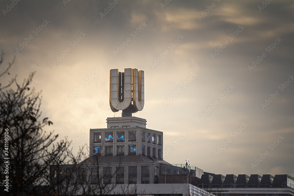 DORTMUND, GERMANY - NOVEMBER 5, 2022: Top of the Dortmunder U, also ...