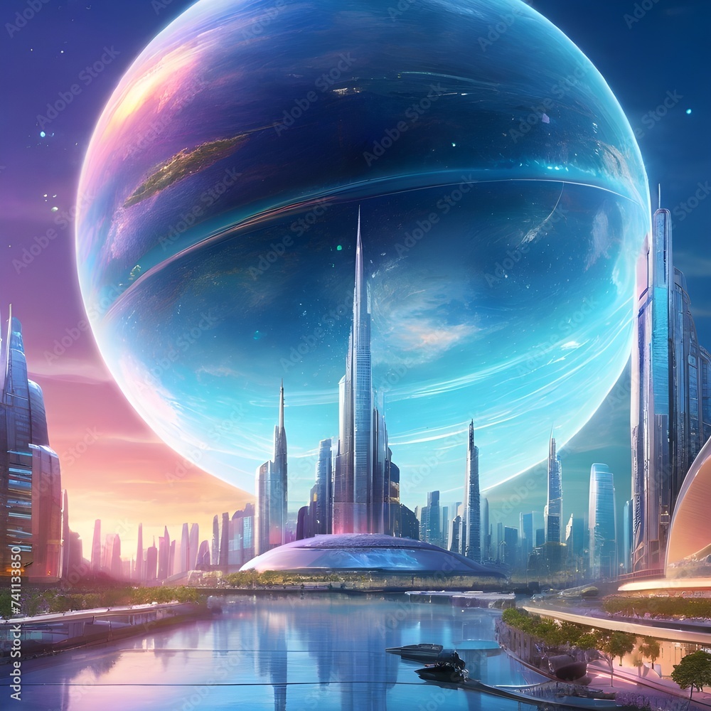 Highly detailed illustration of a hidden world inside planet earth ...
