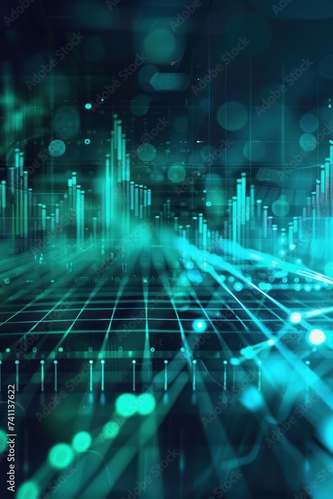 Teal abstract statistics chart wallpaper background illustration Stock ...