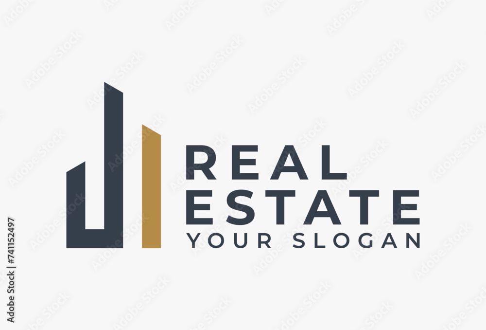 Minimalist Building logo design. Modern Real Estate symbol Intersect ...