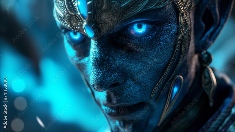 Alien Warlord with Glowing Blue Eyes version 2 - Realism Stock Photo ...