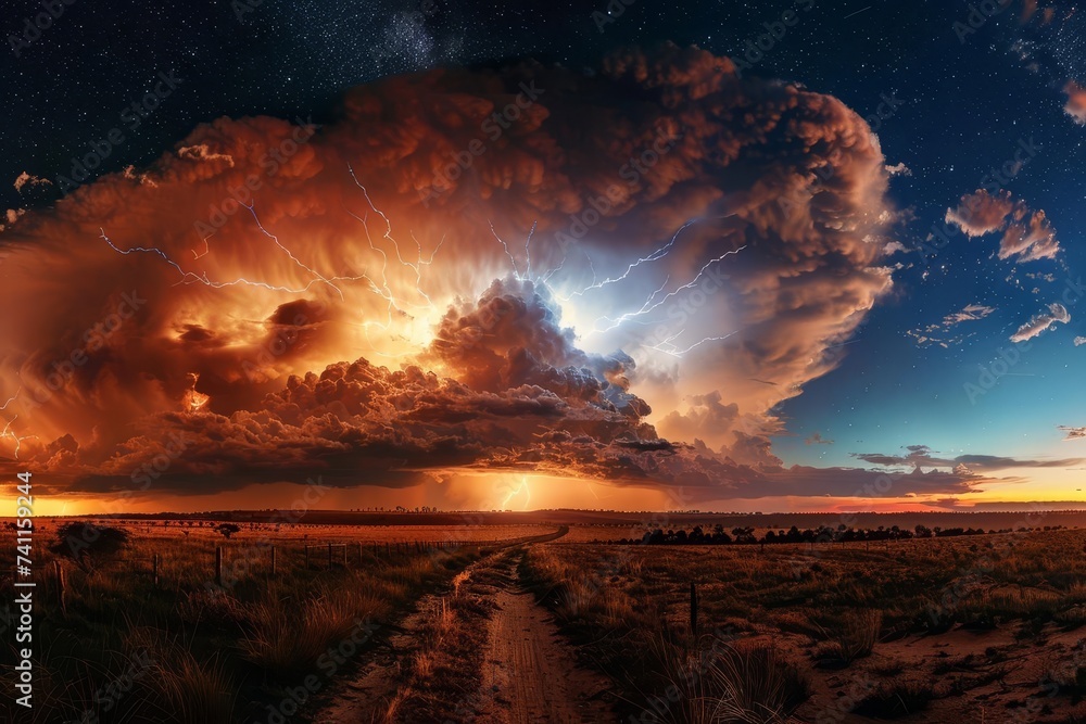 Dramatic image capturing the raw power of a lightning strike against a ...