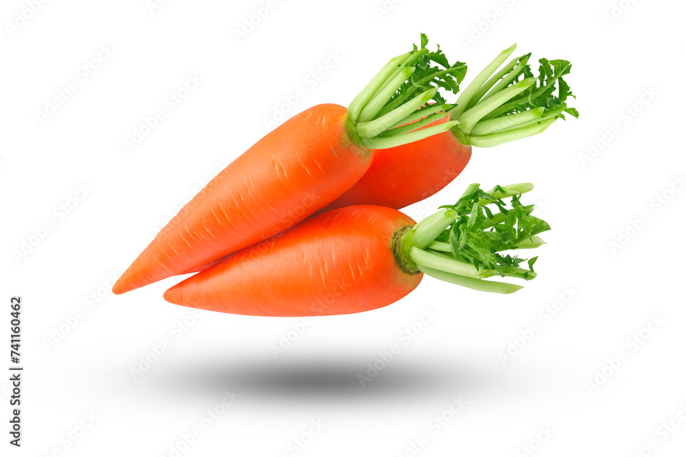 Flying group carrot with shadow isolated on white background. Stock ...
