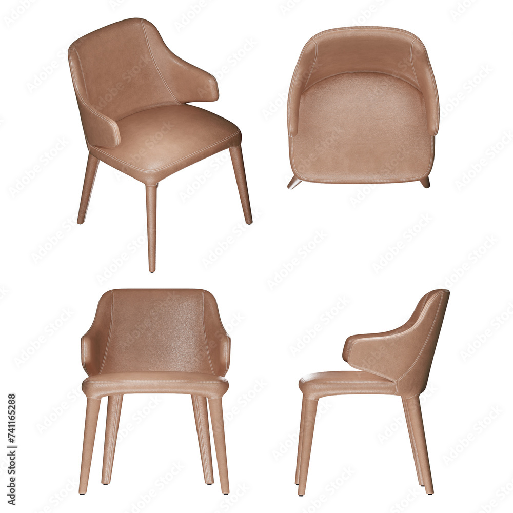 Chair , top view, font view, side view, isolated,perspective, rendering ...