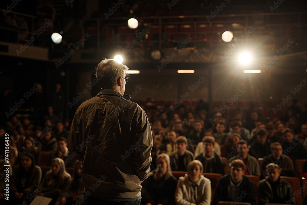 Professor Teaching University Students. A professor engaging with ...