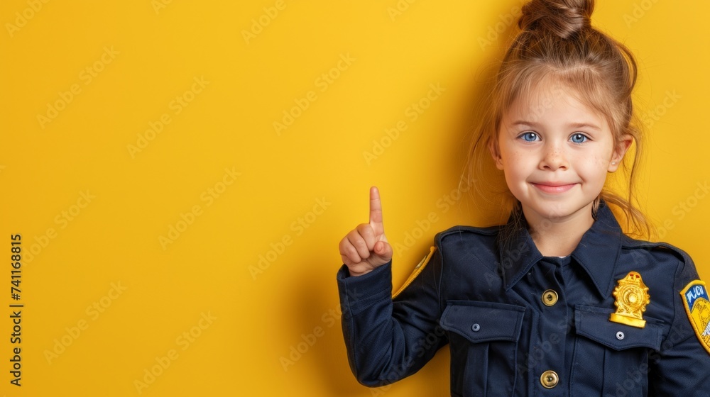 5 year old girl in a clean, fresh and presentable police uniform ...