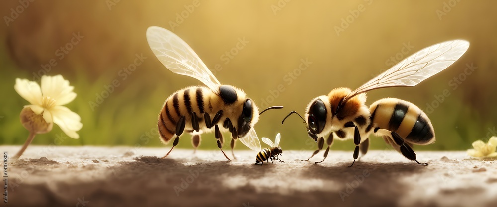 Three bees, pollinators and insects belonging to the arthropod class ...