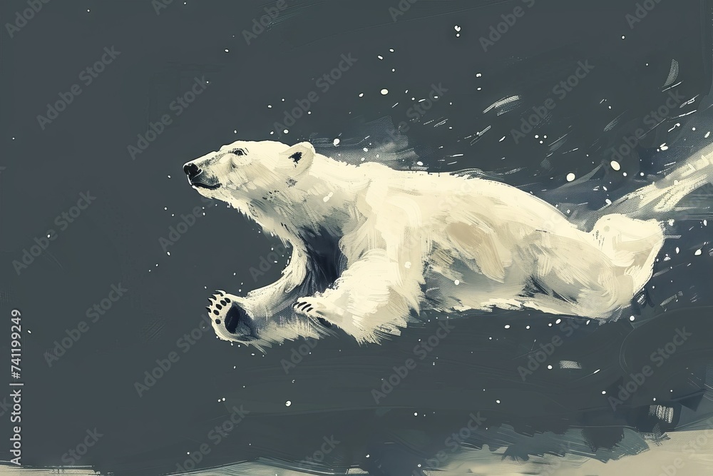 A polar bear jumping out of water. A majestic polar bear emerges from ...