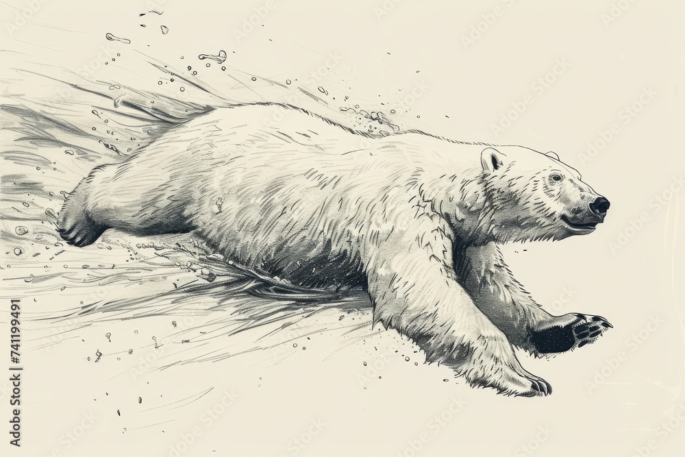 A polar bear jumping out of water. A majestic polar bear emerges from ...