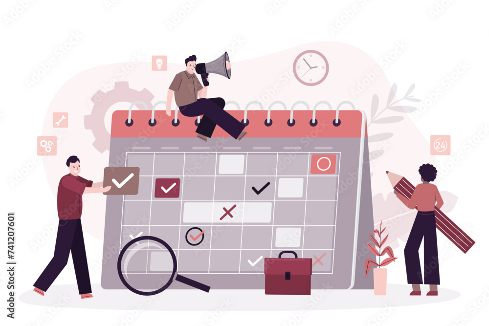 Time management, schedule. Smart business people planning day ...