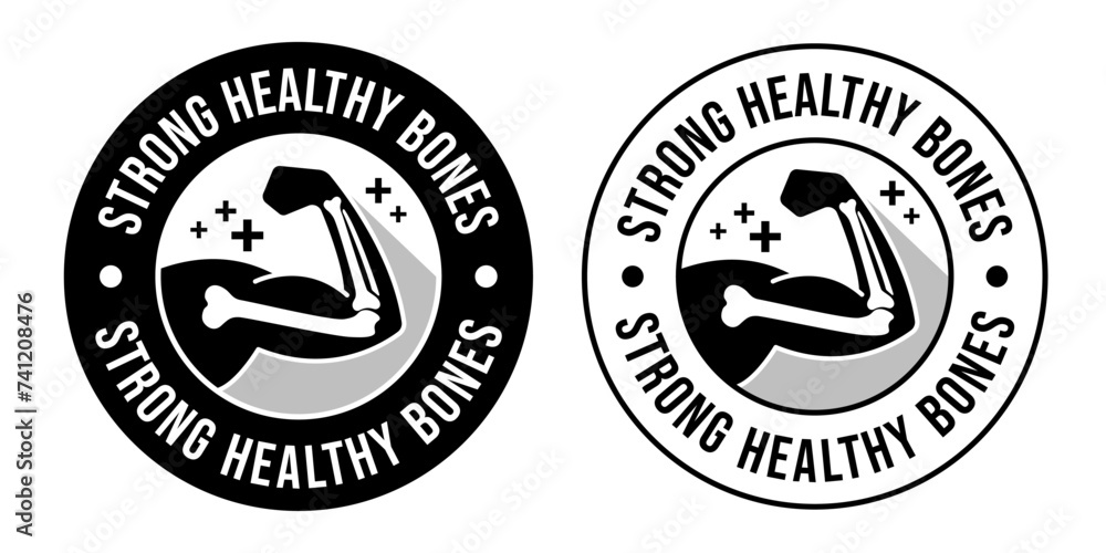 Calcium strong muscles bones. Strong healthy bones icon. Human health ...