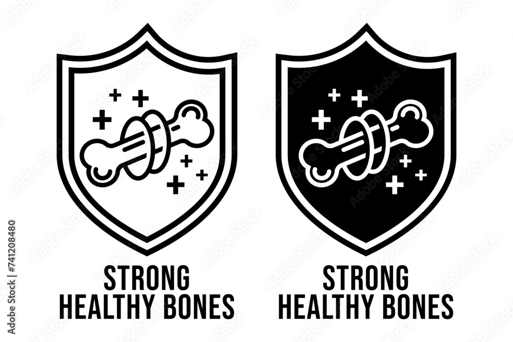 Calcium strong muscles bones. Strong healthy bones icon. Human health ...