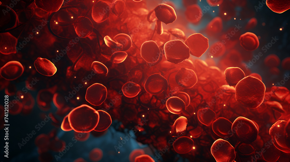 Ilustração do Stock: Red blood cell in blood vessel of body. human ...