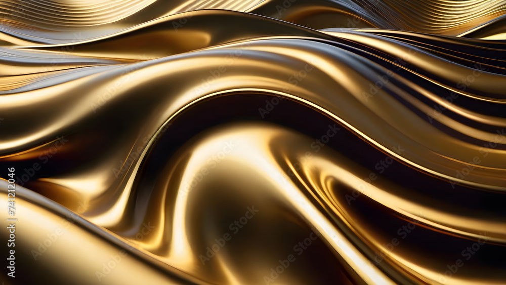 gold-metal-transformed-into-fluid-shapes-twisting-and-reflecting-light ...