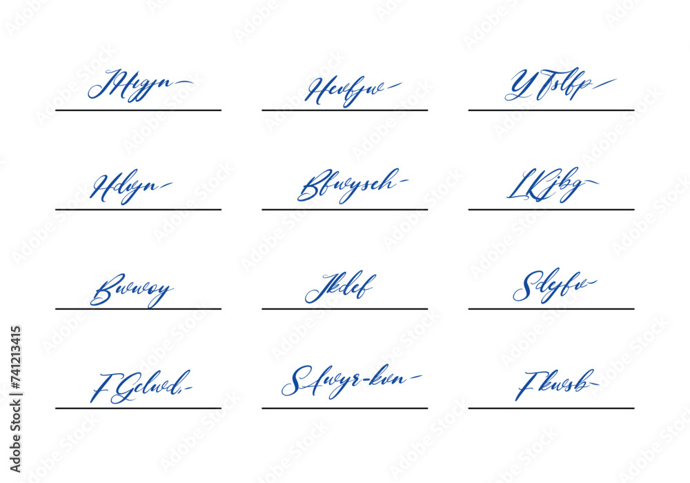 Handwritten fake signature collection. Lettering for business, signing ...