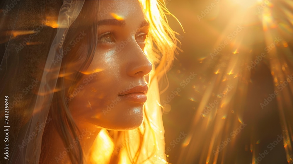 Woman In Image Virgin Mary Mother Of Jesus Christ In Holy Light