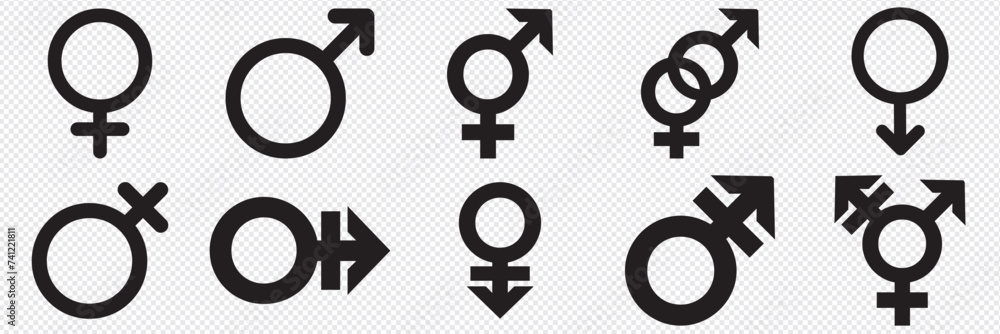 Vecteur Stock Gender icon set. The sign of a woman, a man, a non-binary ...